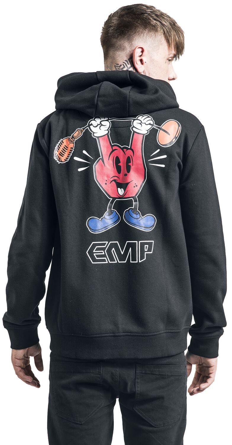 Zip hoodie with rock hand motif and EMP logo | EMP Stage Collection ...
